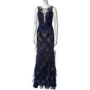 basix | Dresses | Basix Black Label Navy Lace Pattern Evening Gown Size ...